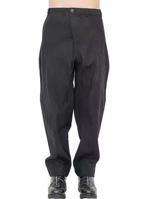 JAN JAN VAN ESSCHE Crinkled Cotton Trousers - Black