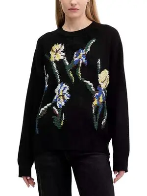 Desigual Floral Knit Sweater - Black