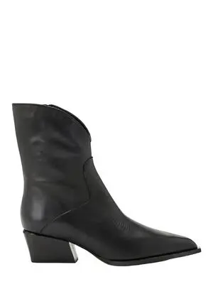 POEVE Leather Cowboy Boots - Black