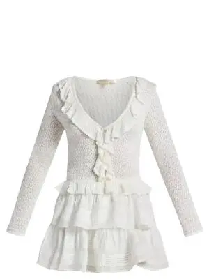 LoveShackFancy Nilah Ruffled Mini Dress - White