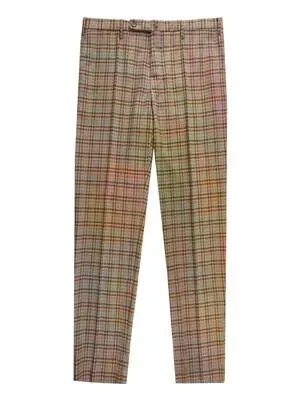 SLOWEAR Check Pattern Wool Trousers - Brown