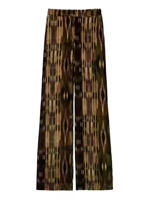 Ba&sh Velvo Printed Velvet Palazzo Pants - Brown