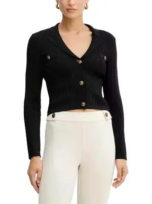 Guess Felicity Ribbed Button Cardigan - Black