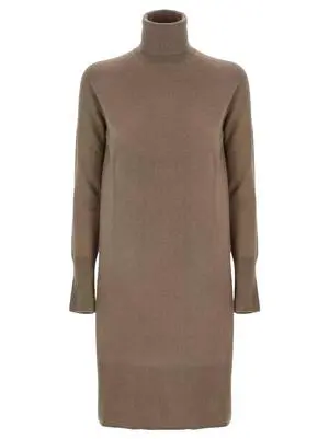 JOSEPH Turtleneck Midi Dress - Brown