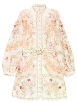 Zimmermann Floral-print Mini Dress - Neutrals