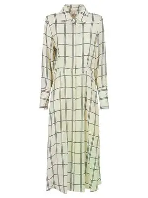 CRIDA MILANO Check-pattern Midi Shirt Dress - Neutrals