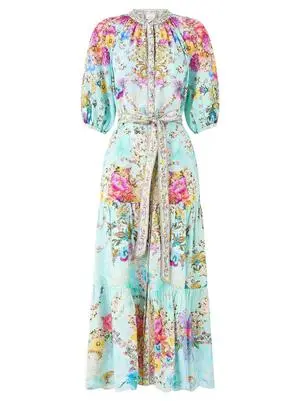 Camilla Bazaar Blooms Midi Shirt Dress - Blue