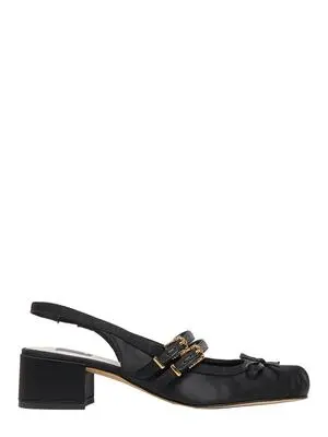 DOLCEVITA Loris Slingback Block Heels - Onyx Satin