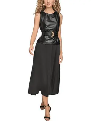 Donna Karan New York Mix Media Belted Dress - Black