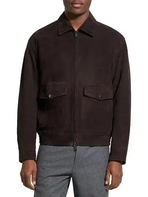 Theory Aviator Relaxed Fit Suede Jacket - Brownwood