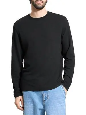 Theory Delroy In Studio T Jacquard Relaxed Fit Long Sleeve Tee - Black