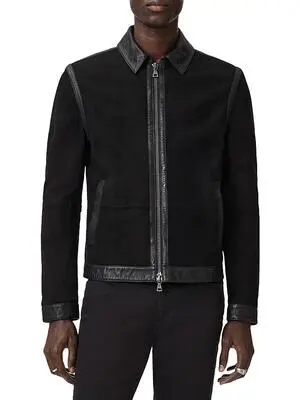 John Varvatos Jaxon Waxed Suede Jacket - Black