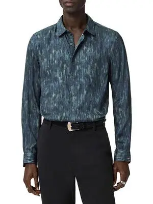 John Varvatos Ross Printed Slim Fit Shirt - Navy
