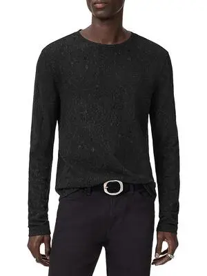 John Varvatos Vera Jacquard Textured Crewneck Sweater - Black