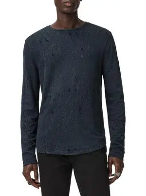 John Varvatos Vera Jacquard Textured Crewneck Sweater - Navy