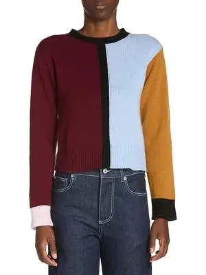 Marni Cashmere Color Blocked Sweater - Light Blue