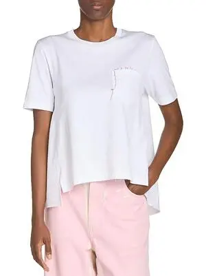MARNI High-Low Crewneck Tee With Patch Pocket