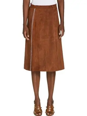 Marni A-line Suede Skirt - Tobacco