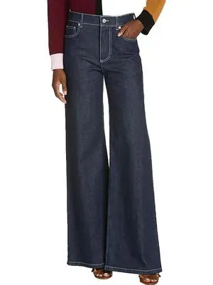 Marni Stretch Denim Wide Leg Pants - Blublack