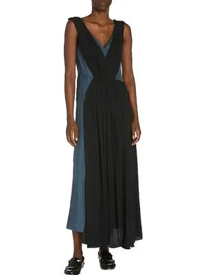 Marni V-neck Long Dress - Turquoise