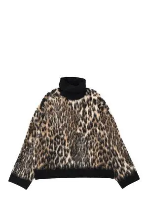 GANNI High Collar Relaxed Fit Sweater - Animalier
