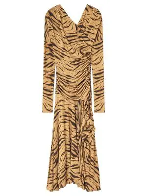GANNI Long Dress With Zebra Print - Animalier