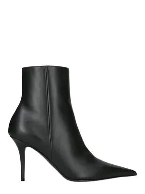 Amina Muaddi Leather Barbara Heeled Ankle Boots 90 - Black