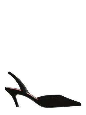 Amina Muaddi Suede Sofia Slingback Pumps - Black