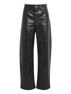 AGOLDE Leather Croc-Embossed Arc Wide-Leg Jeans
