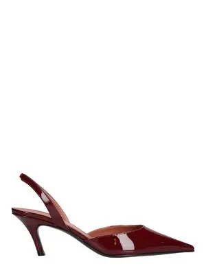 Amina Muaddi Patent Leather Sofia Slingback Pumps - Burgundy