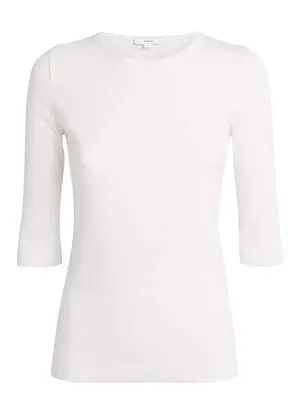 Vince Ribbed Elbow-sleeve T-shirt - White