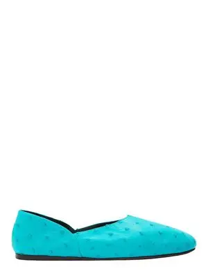 Khaite Jane Ostrich Leather Ballet Flats - Light Blue