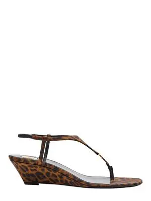 Saint Laurent Cassandra 40 Print Wedge Sandals - Leopard