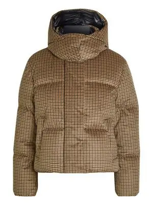 Moncler Houndstooth Velvet Padded Jacket - Brown Other