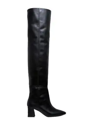 GINISSIMA 65mm Leather Thigh High Boots - Black