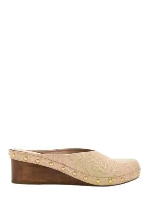 Farm Rio Floral-embossed Wedge Mules - Neutrals