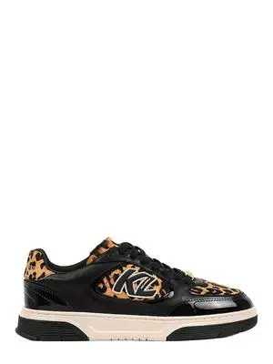 Karl Lagerfeld Logo Leopard-print Sneakers - Black