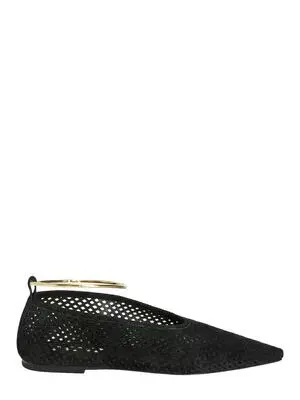 JIL SANDER Perforated Suede Ballerinas With Anklet - Black