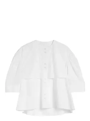 JIL SANDER Gathered Short-sleeves Poplin Shirt - White