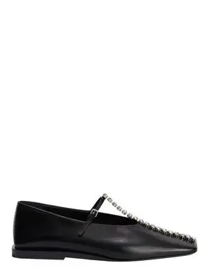 JIL SANDER Crystal-embellished Square-toe Ballet Flats - Black