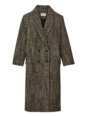 Ba&sh Patterned Double-breasted Coat - Black