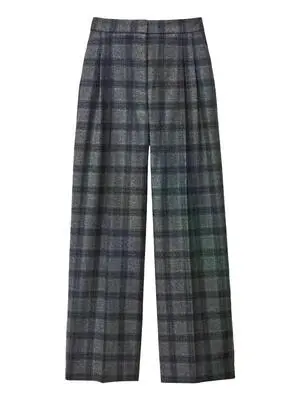Ba&sh Tad Plaid Pleated Trousers - Grey