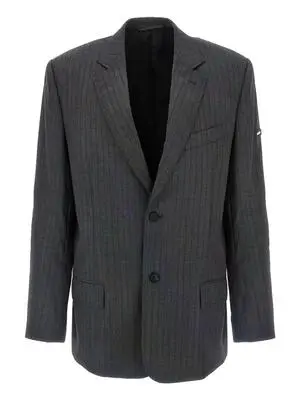 Balenciaga Single-breasted Pinstripe Blazer - Grey