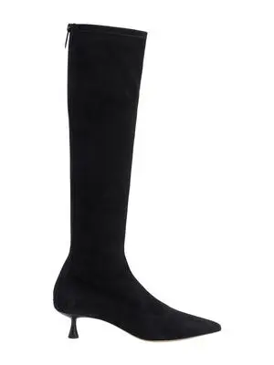 L'Agence Emilie Suede Kitten-heel Boot - Black Suede