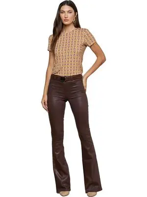 L'Agence Marty Coated Flare Jean - Chocolate Coated
