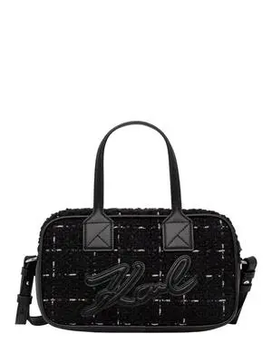 Karl Lagerfeld Tweed Tote Bag - Black