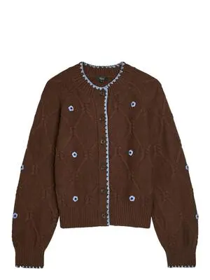 Rails Floral-appliquéd Cotton-blend Cardigan - Brown