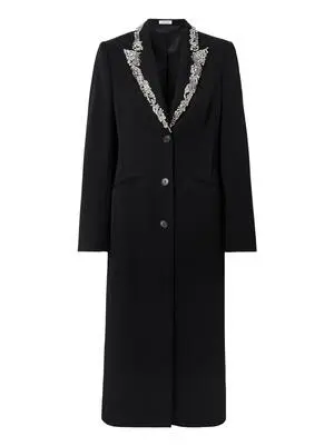 Alexander McQueen Embellished Grain De Poudre Wool Tailored Coat - Black
