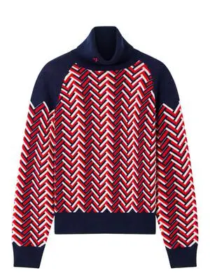 Perfect Moment Jacquard-knit Wool Turtleneck Sweater - Red