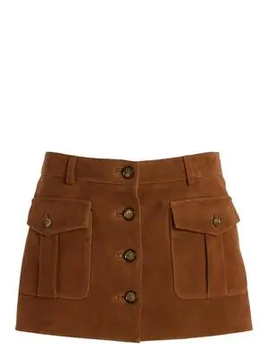 THE GARMENT Goatskin Suede Mini Skirt - Brown